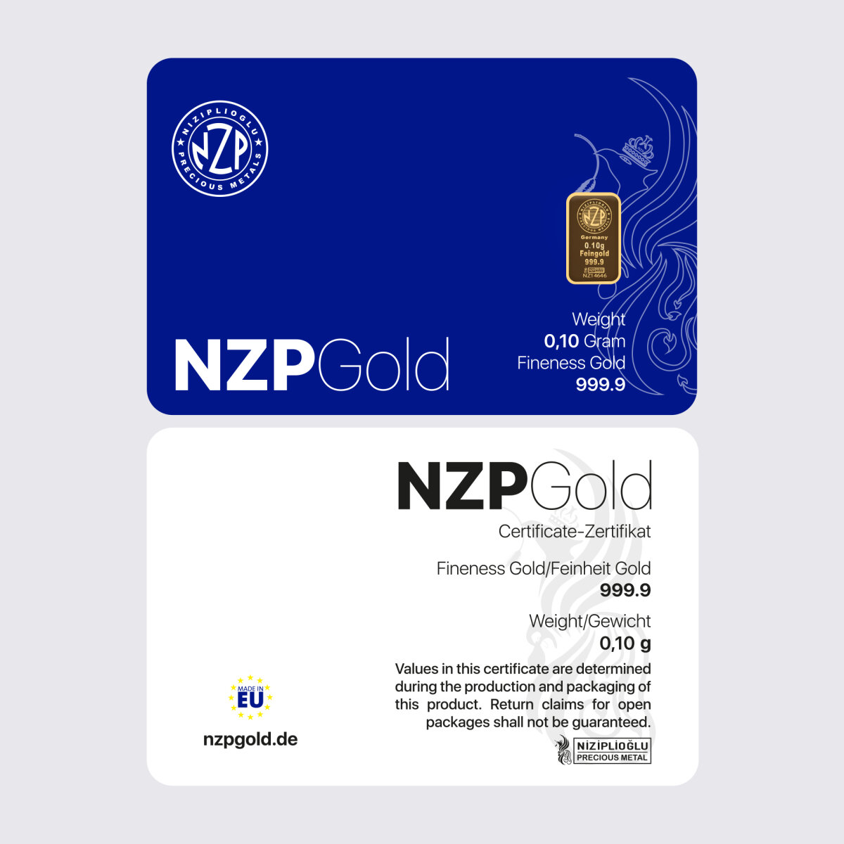 Goldbarren 0.10 Gramm NZP, 23,40