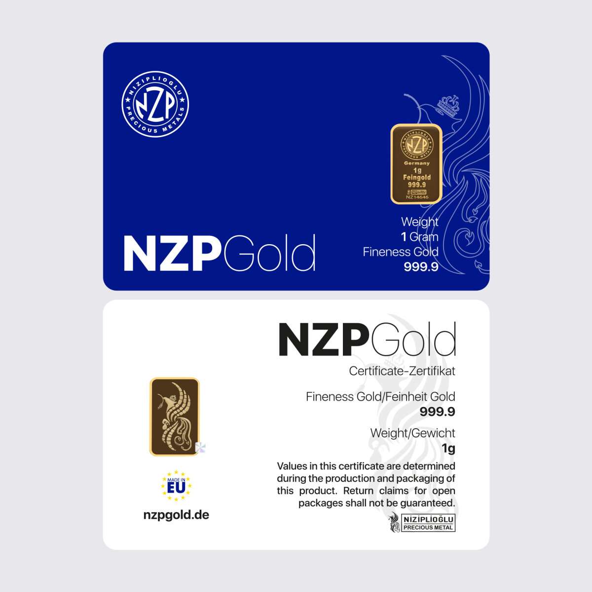 Goldbarren 1 Gramm NZP, 99,32