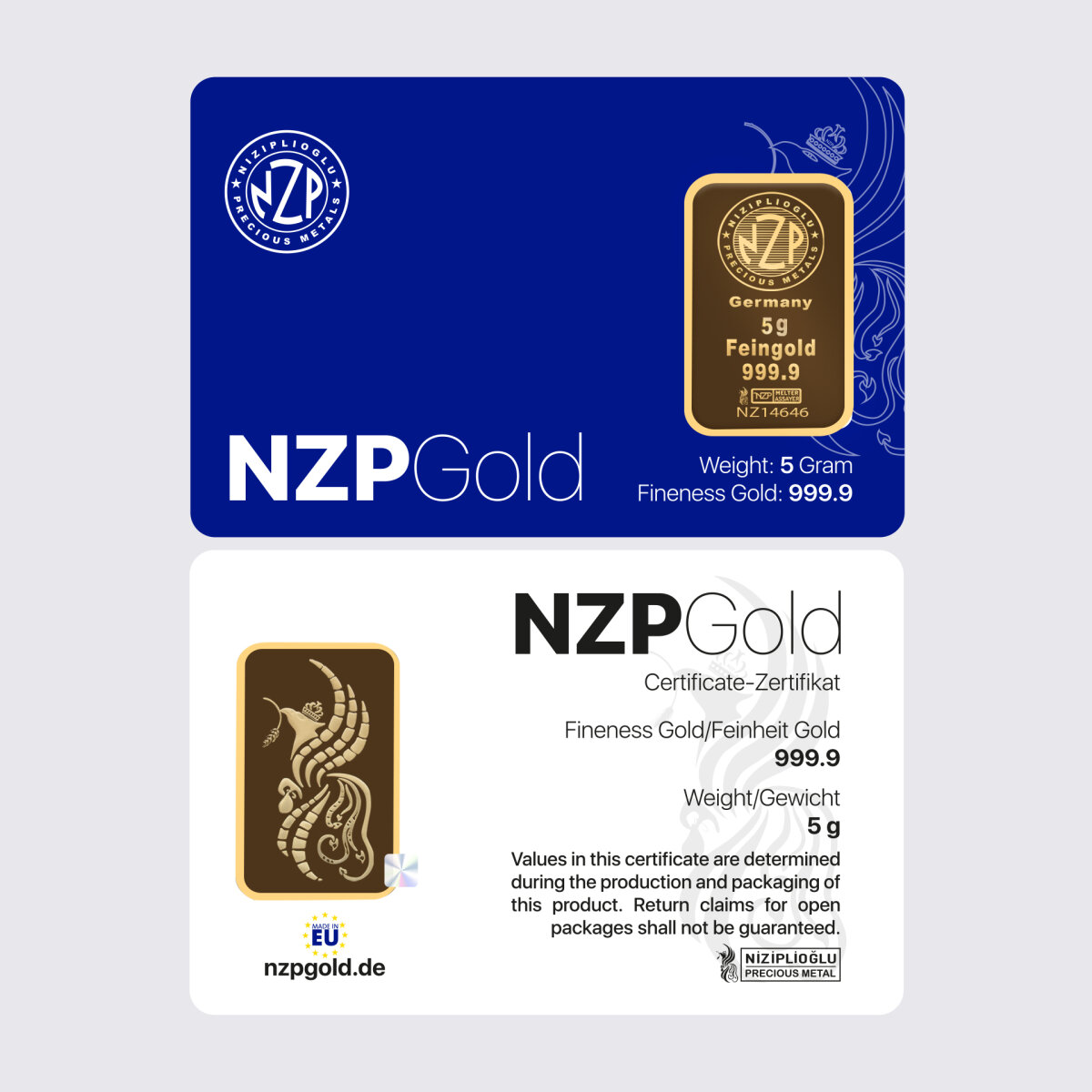 Goldbarren 5 Gramm NZP, 472,91